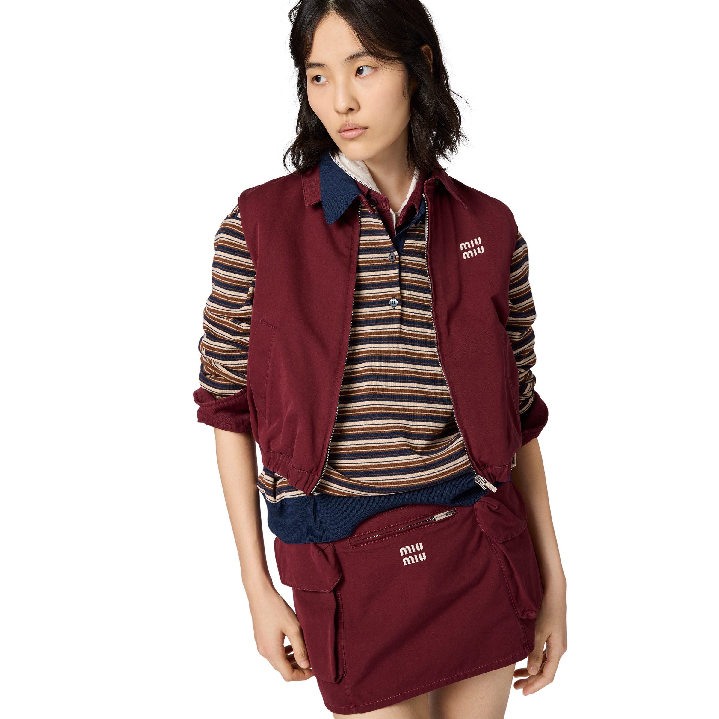 MIU MIU Washed Poplin Vest